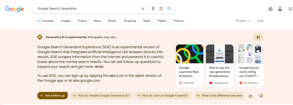 Google Search Generative Experience (SGE)